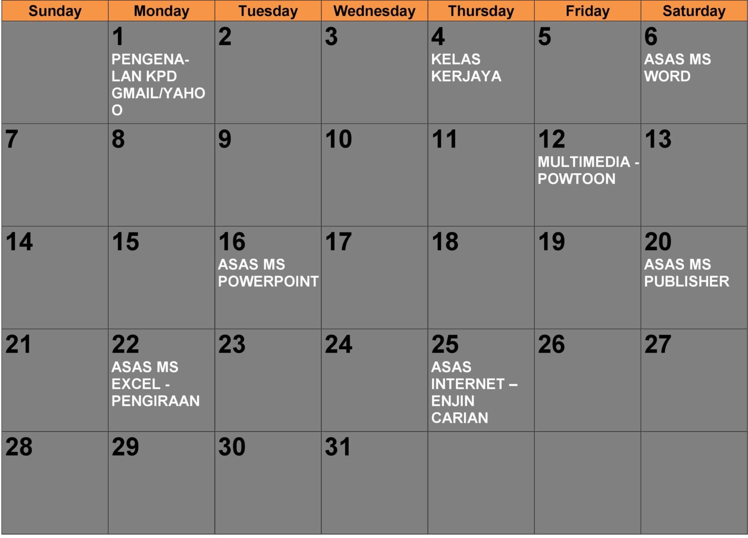 JADUAL AKTIVITI SEPANJANG BULAN JULAI 2019 – NADI Kandis